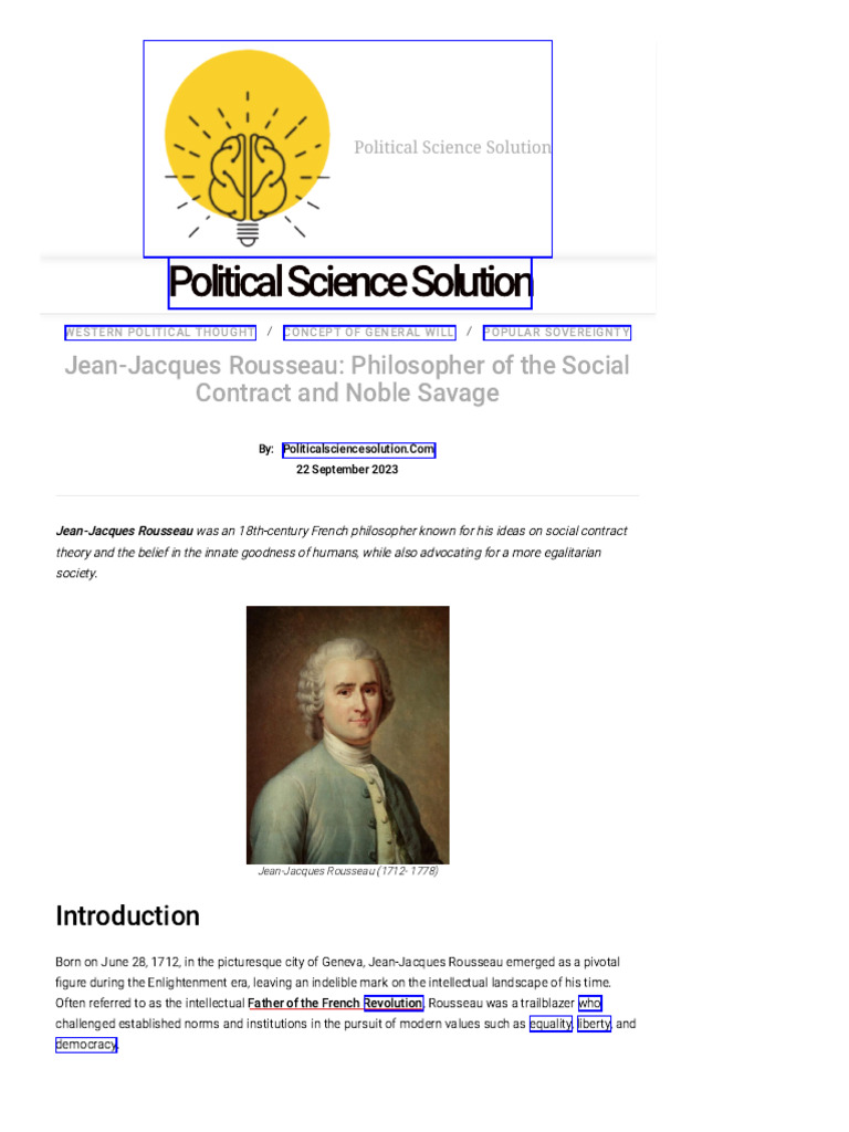 Jean-Jacques Rousseau - Philosopher of The Social Contract and Noble ...