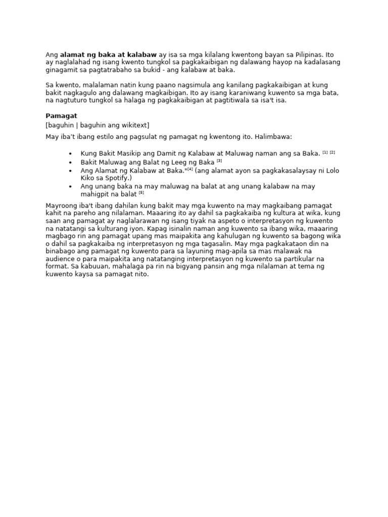 Baka at Kalabaw | PDF