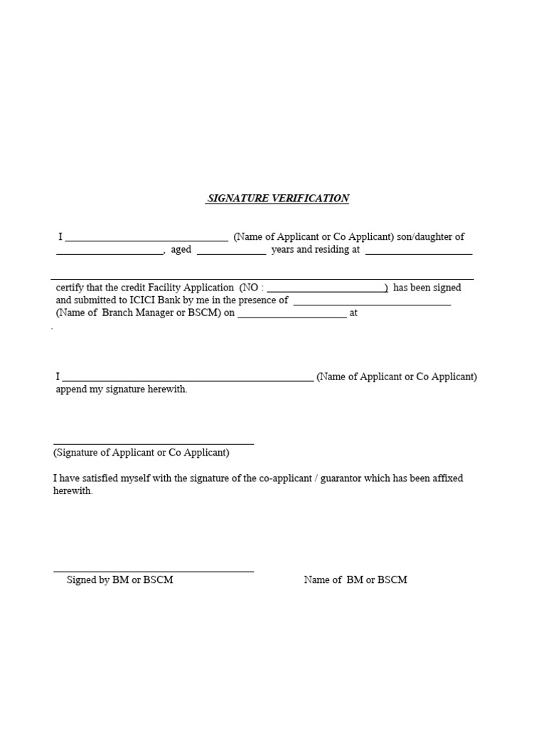 Signature Proof - Icici Format | PDF