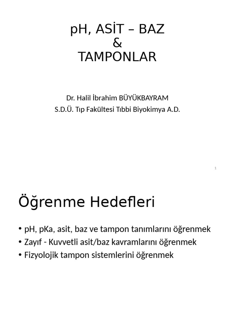 2 PH - Asit Baz - Tamponlar 2022 DHF | PDF