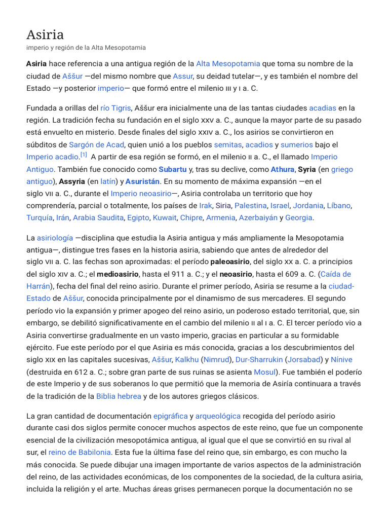 Historia del Imperio Asirio en Mesopotamia | PDF | Asiria | Babilonia
