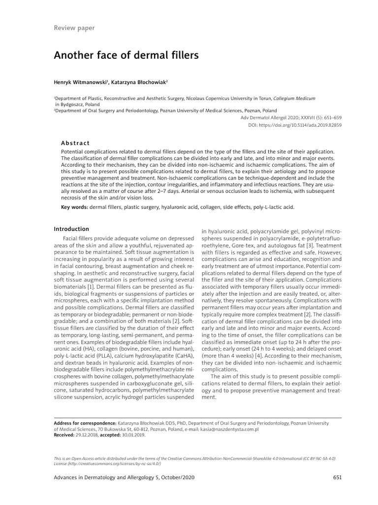 Dermal Filler Complications Overview | PDF | Thrombosis | Blood Vessel