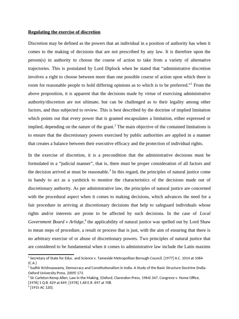 Regulating Administrative Discretion | PDF | Public Law | Governance