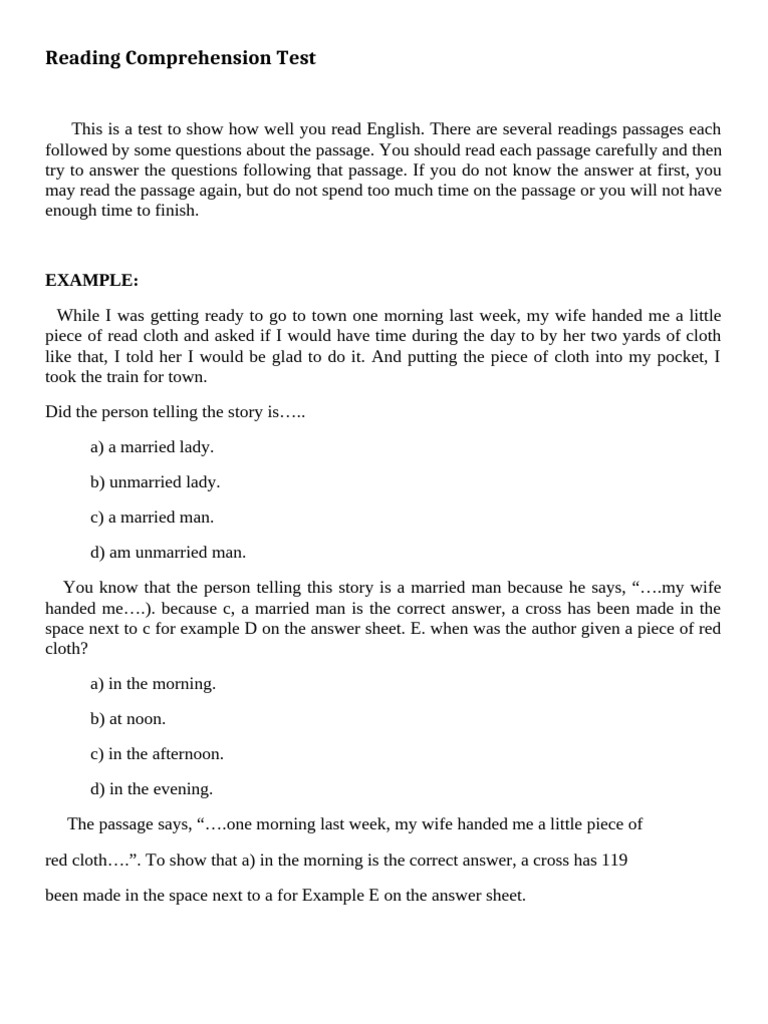 Reading Comprehension Test | PDF | Memory | Brain