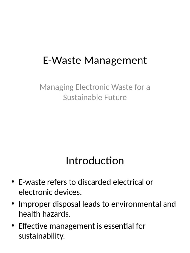 E-Waste Management for Sustainability | PDF