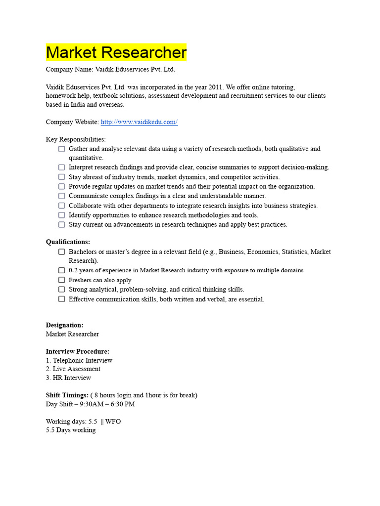 Market Researcher | PDF