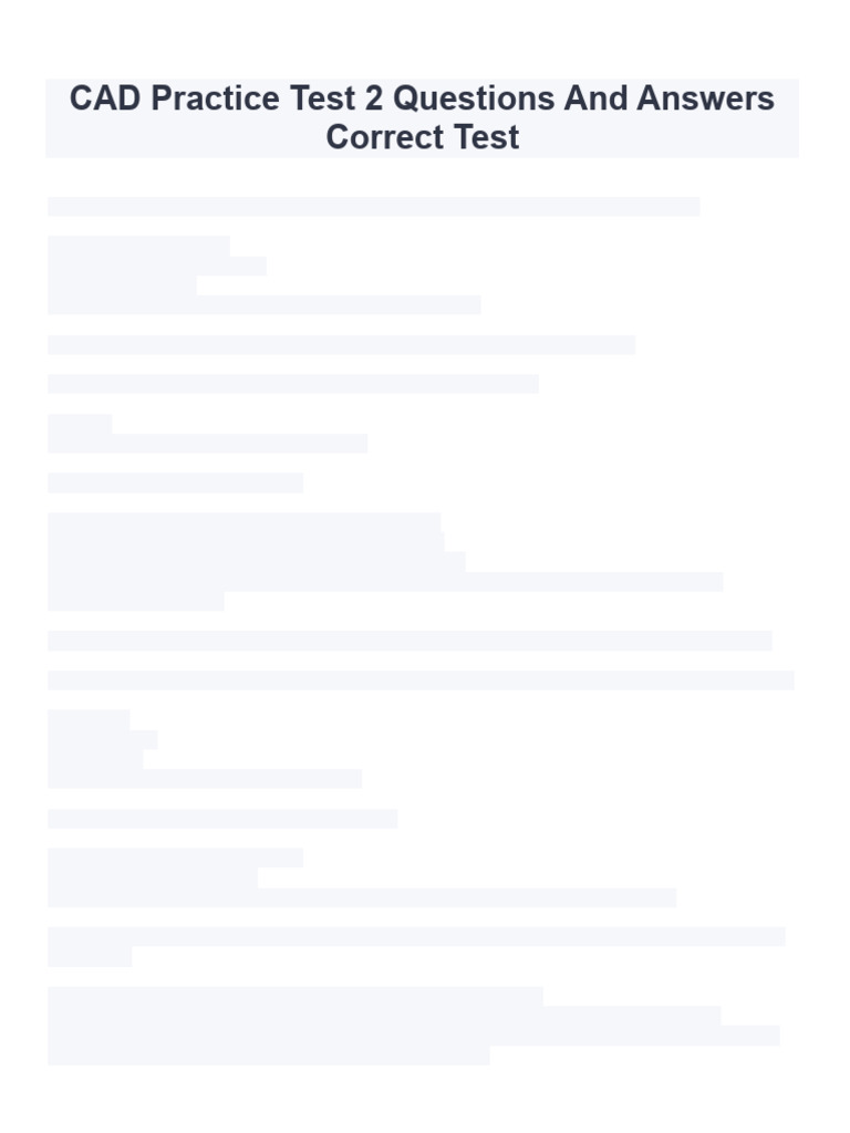 CAD Practice Test 2 Questions and Answers Correct Test | PDF | Dynamic ...