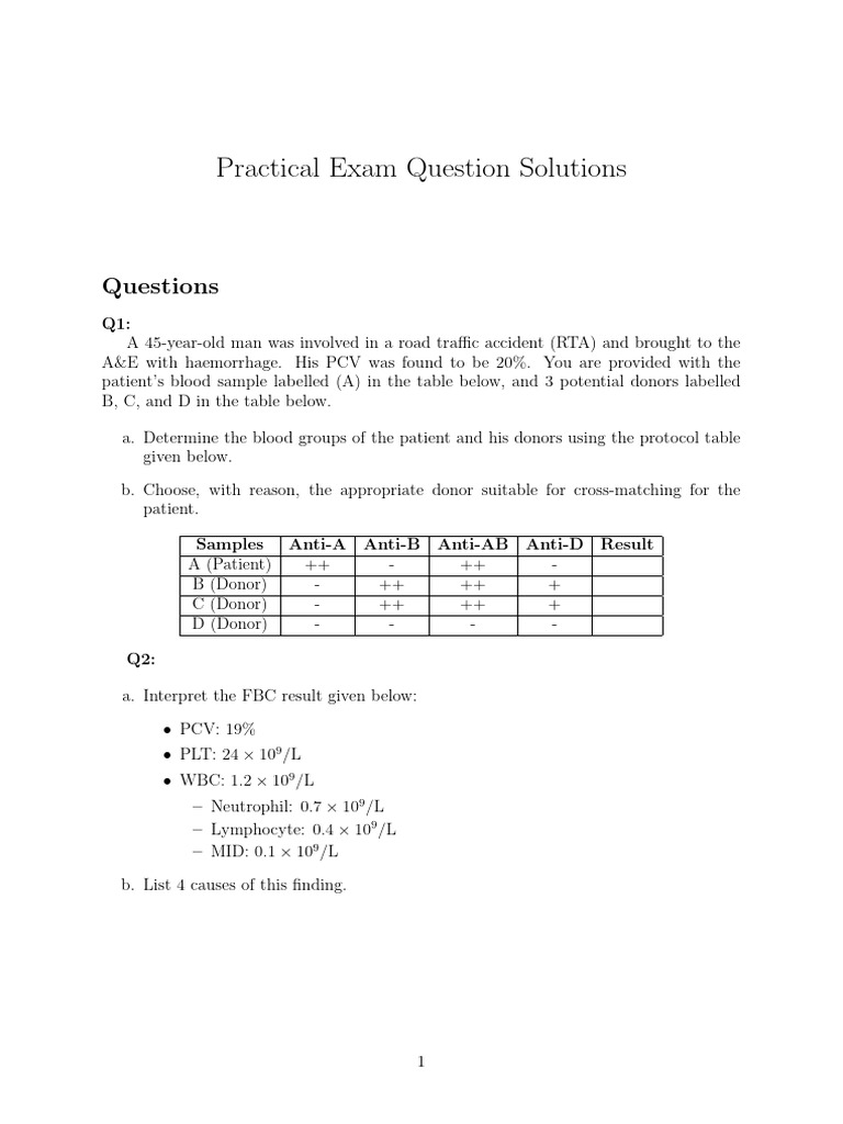 Q1_and_Q2 | PDF | Blood Type | White Blood Cell