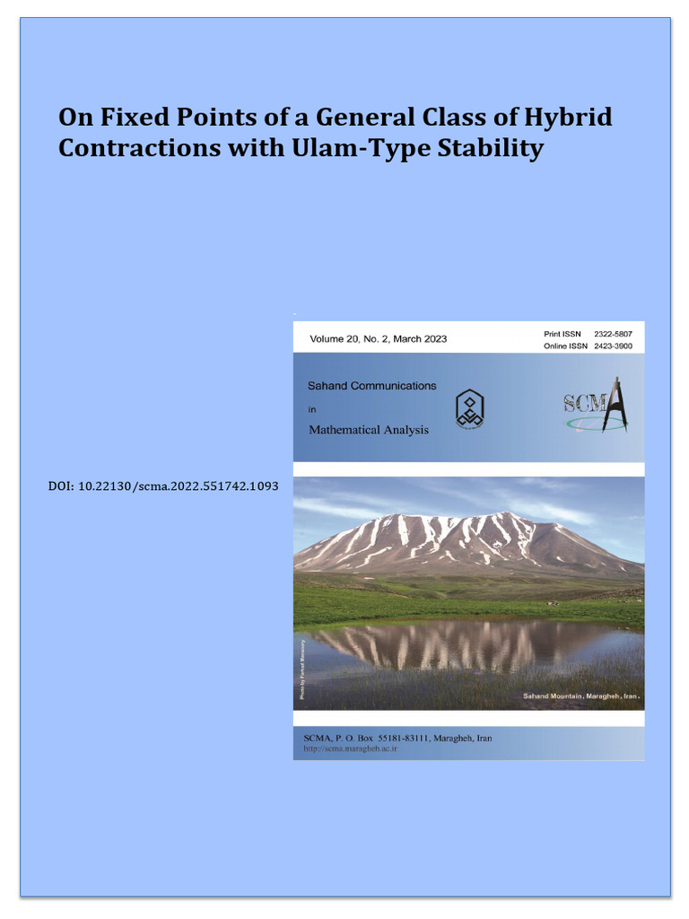 On Fixed Points of A General Class of Hybrid Contractions With Ulam-Type Stability | PDF ...