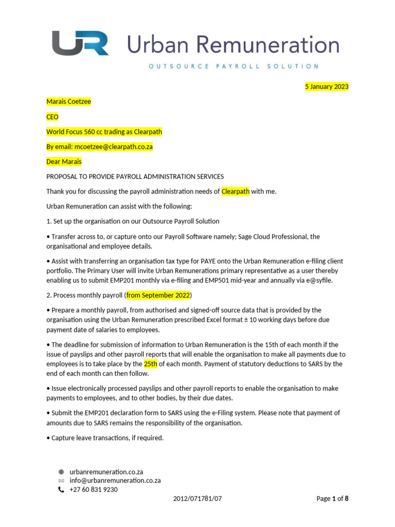Proposal - Generic Version | PDF | Payroll | Regulatory Compliance