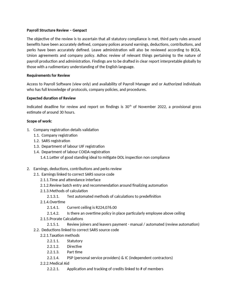 Payroll Structure Review | PDF | Payroll | Employment