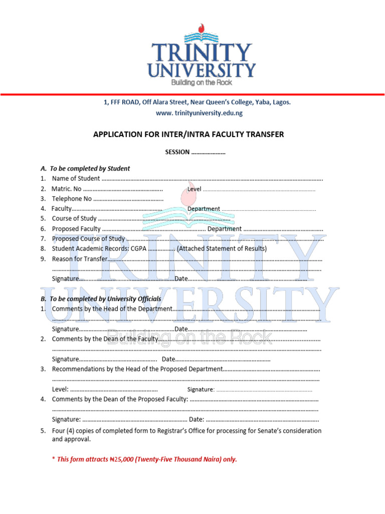 Faculty Transfer Application Form | PDF