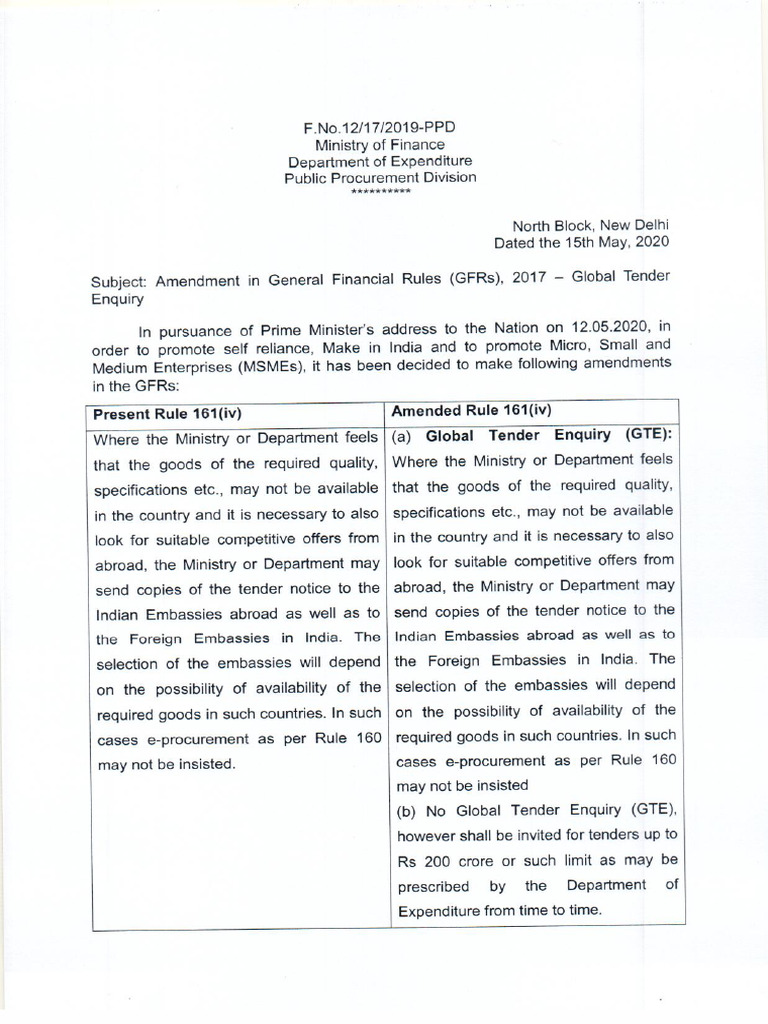 Guidelines Regarding Issue of Global Tender Enquiry (GTE) Below Rs. 200 ...