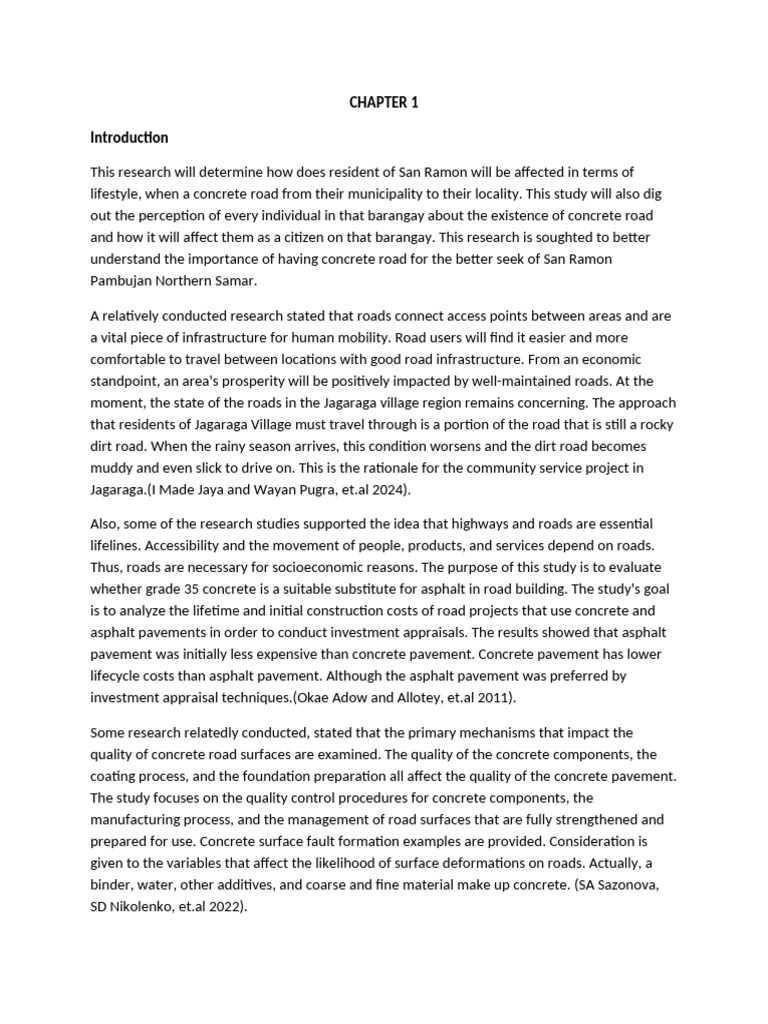 Chapter 1 Group 1 | PDF | Concrete | Road Surface