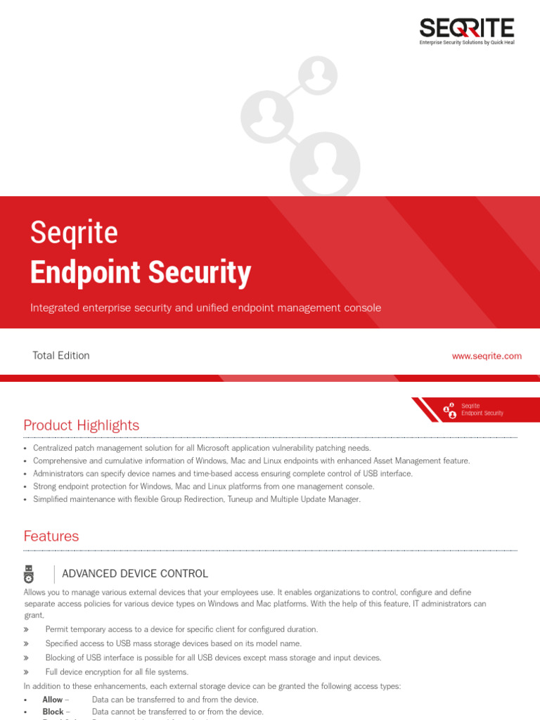 Seqrite Endpoint Security EPS Total Datasheet | PDF | Microsoft Windows | Computer Security