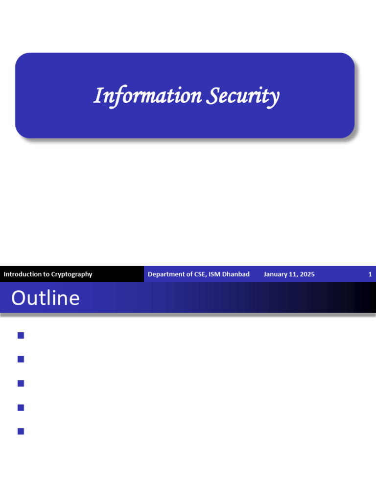 Lecture 2 Information Security e | PDF | Cryptography | Key (Cryptography)
