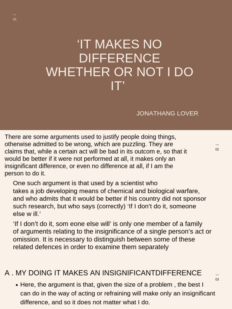 It Makes No Difference WH e TH e R or Not I Do It' - 20241113 - 100743 ...