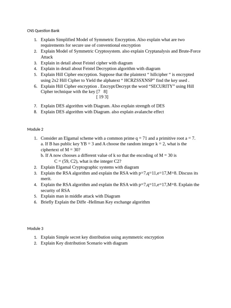 CNS Question Bank | PDF