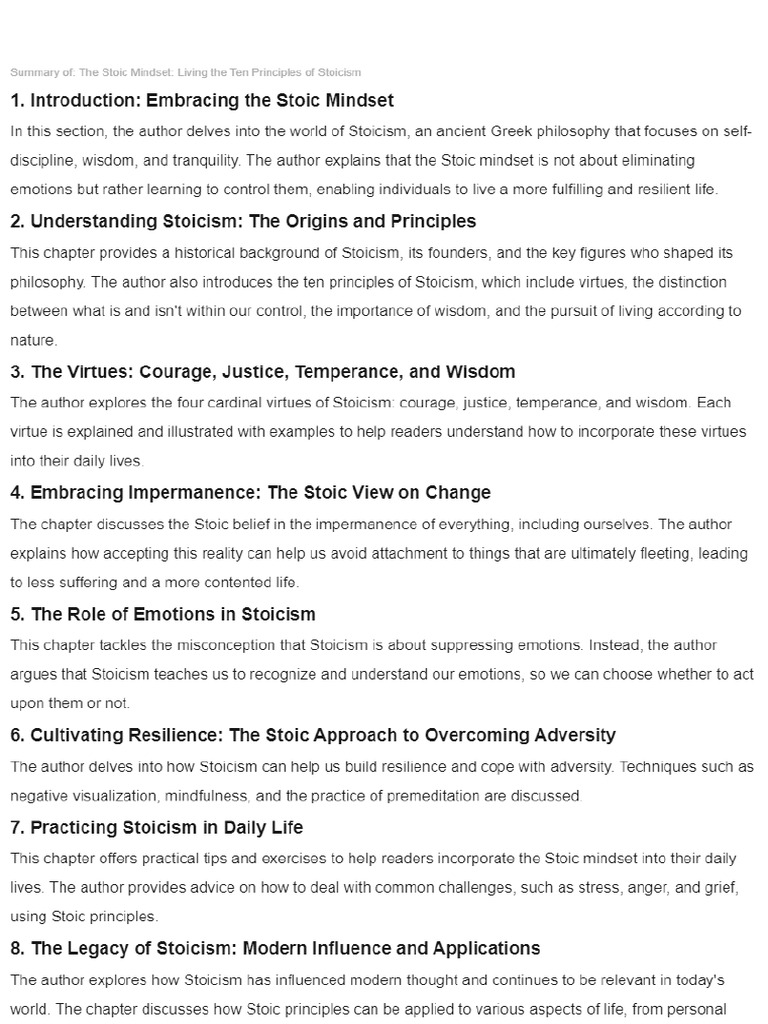 The Stoic Mindset - Living The Ten Principles of Stoicism | PDF