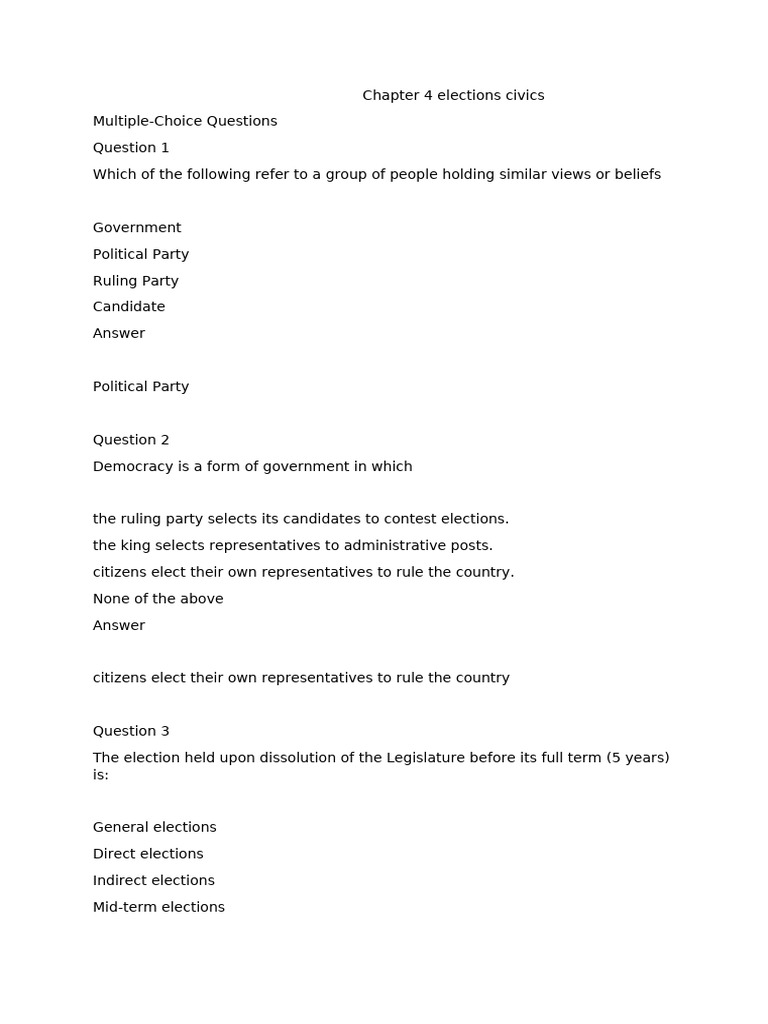 Chapter 4 Elections Civics | PDF | Elections | Political Corruption