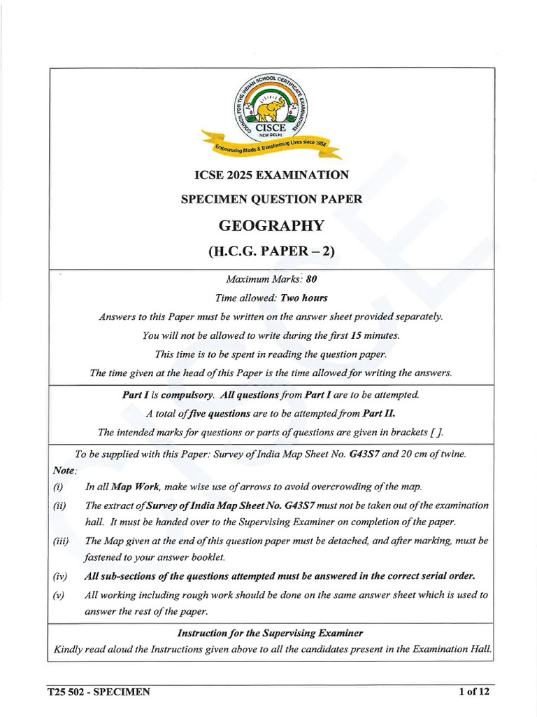 Geography Papers KISA | PDF