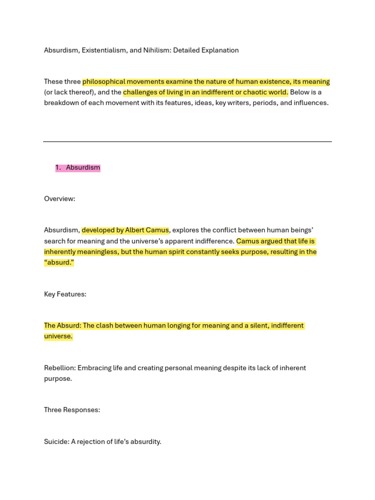 Absurdism, Existentialism & Nihilism | PDF | Existentialism | Nihilism