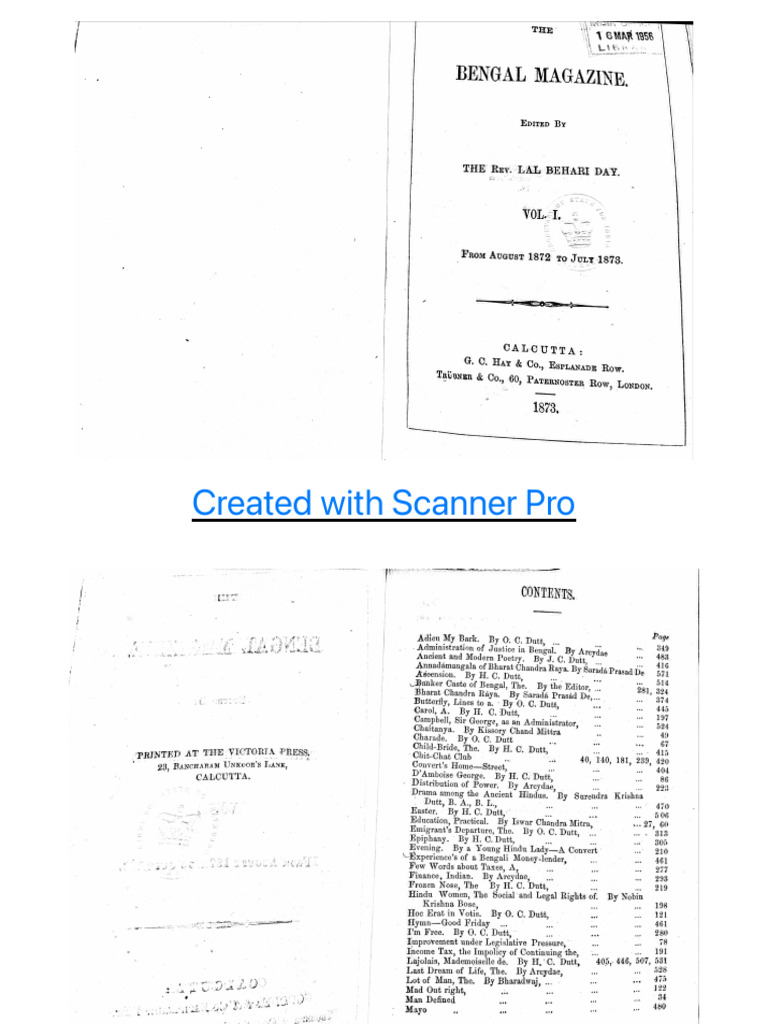 Bengal Magazine 1 1872-1873 | PDF