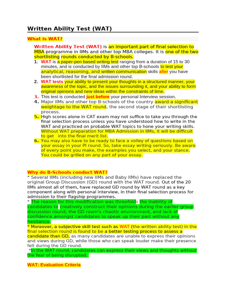 Writing Ability Test Cat'23 | PDF | Public Health | Essays