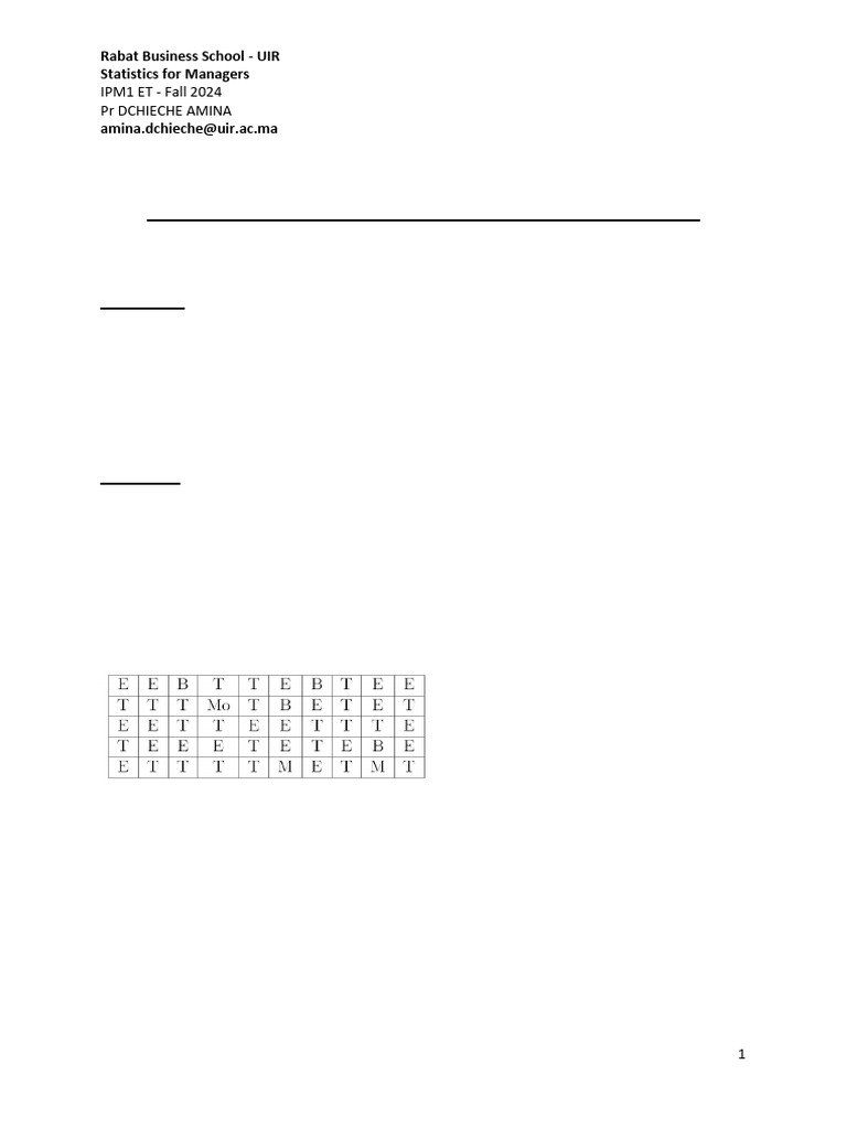 Tut1 Stats For Managers IPM1 ET | PDF | Statistics | Scientific Method