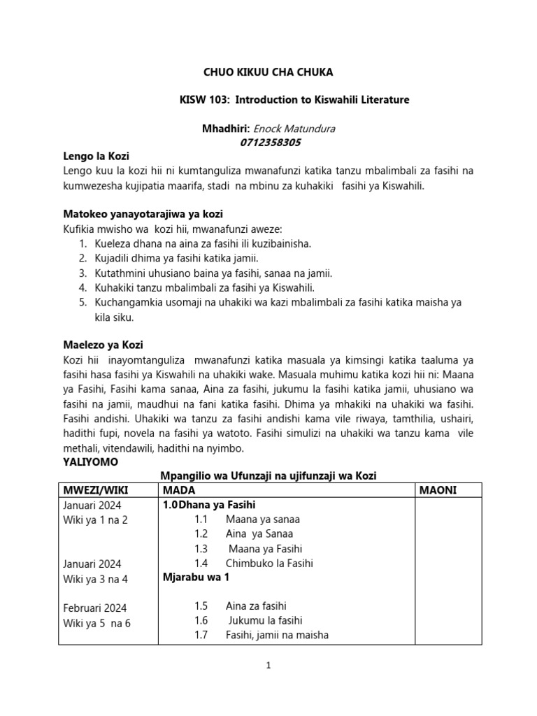 Kisw 103 Introduction PDF | PDF