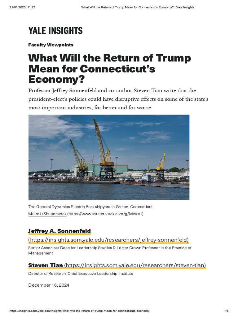 What Will The Return of Trump Mean For Connecticut's Economy - Yale ...