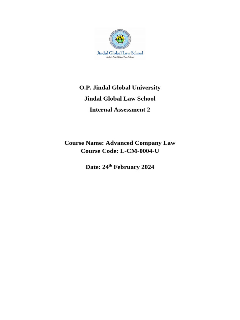 JGU Companies Act | PDF | Stocks | Private Law