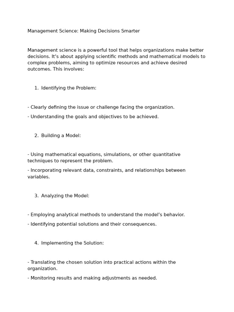management s | PDF | Mathematical Model | Mathematical Optimization