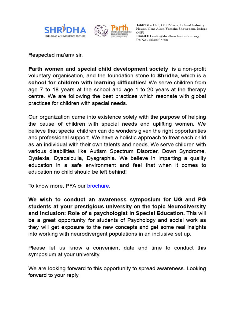 Proposal For Conducting A Symposium On Neurodiversity and Inclusion | PDF