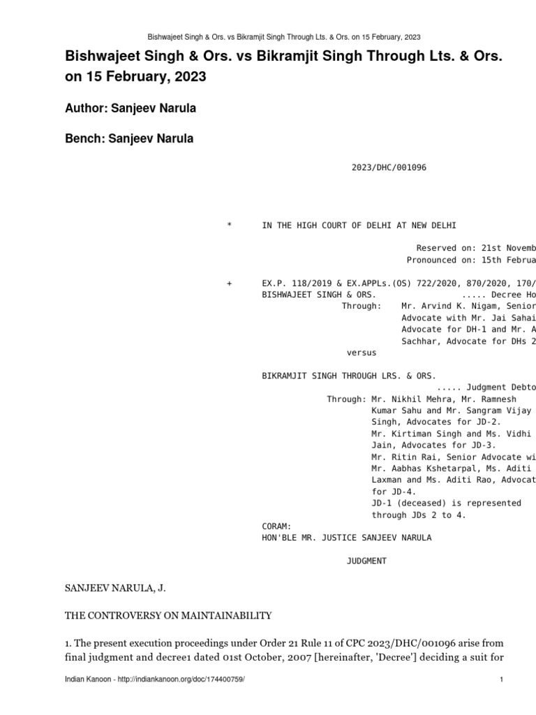 Master-FAR-Bishwajeet_Singh_Ors_vs_Bikramjit_Singh_Through_Lts_Ors_on_15_February_2023 | PDF ...