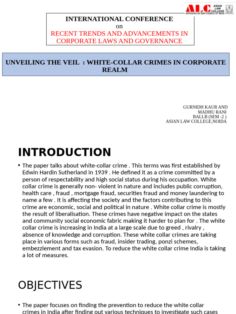 Research Paper Unveiling The Veil White Collar Crime | PDF | Crimes ...