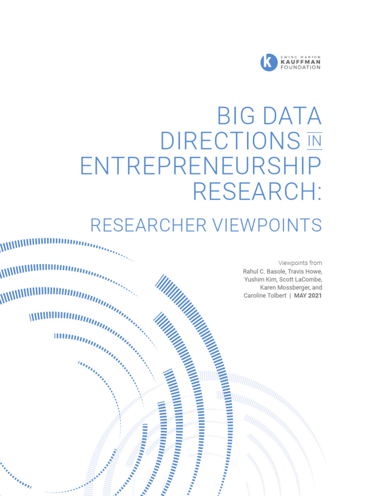 Big Data Directions in Entrepreneurship Research | PDF | Causality | Entrepreneurship