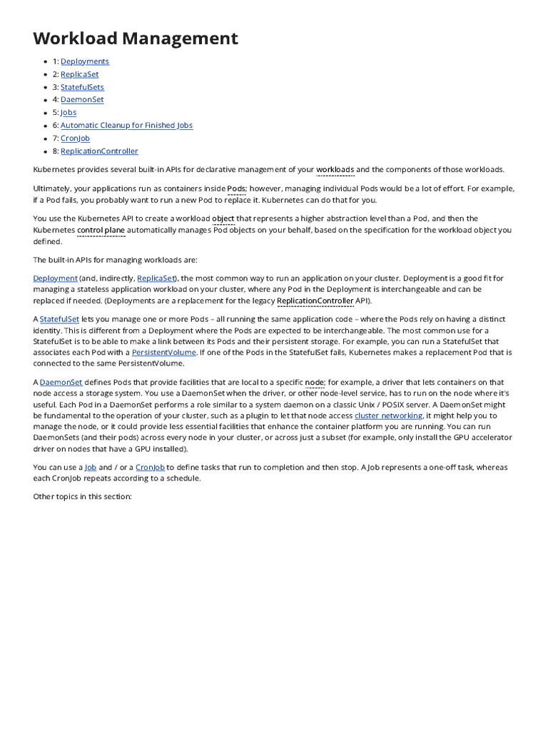 Workload Management _ Kubernetes | PDF | System Software | Information ...