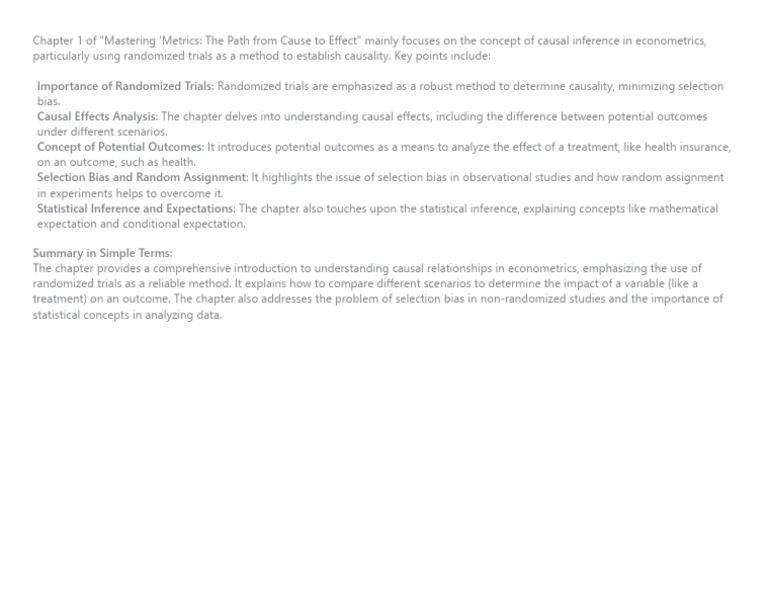 Econometrics: Causal Inference Basics | PDF