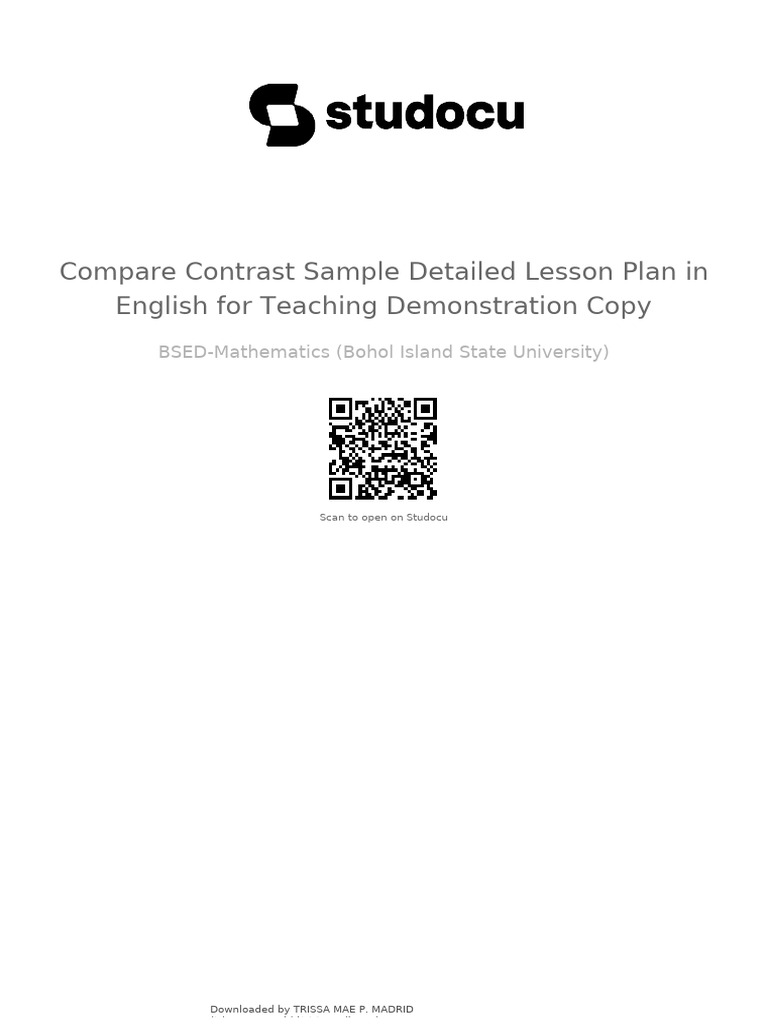 Compare and Contrast Lesson Plan | PDF | Lesson Plan
