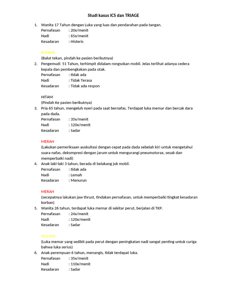 Studi Kasus ICS Dan TRIAGE | PDF