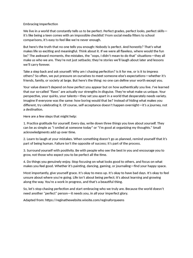Embracing Imperfection | PDF