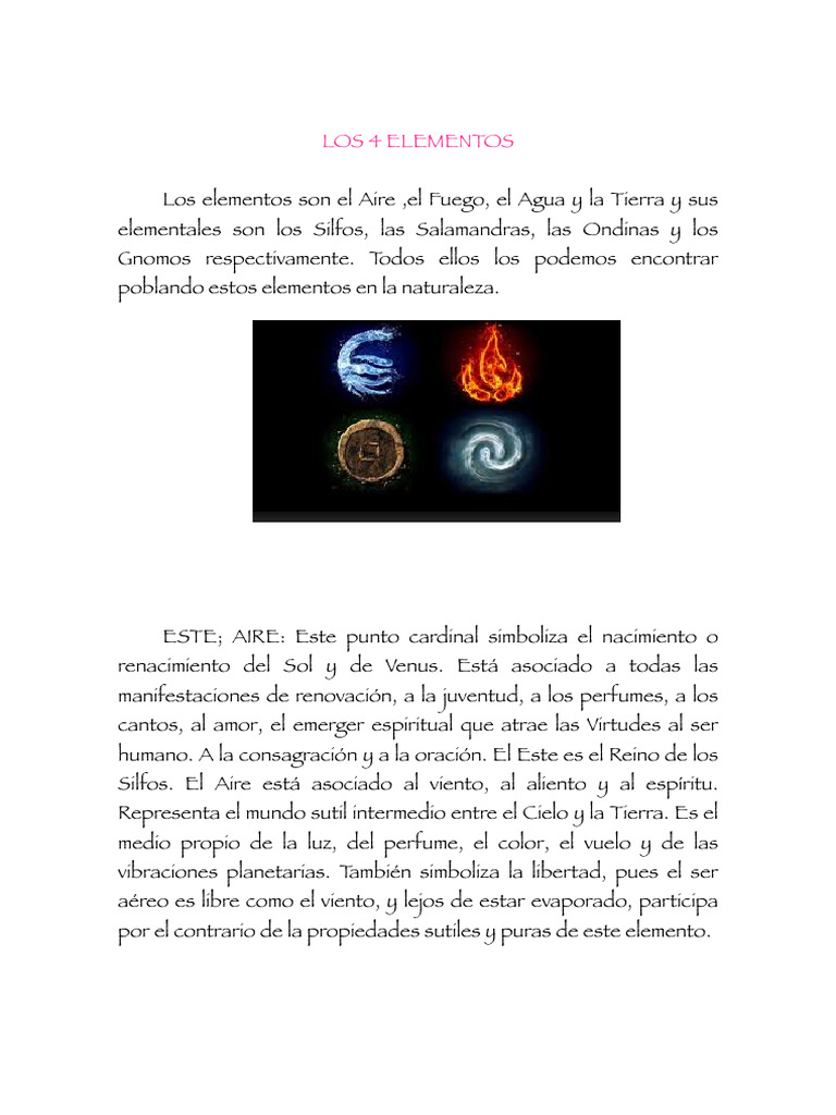 Los Cuatro Elementos y sus Significados | PDF