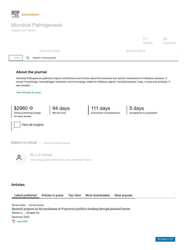 Microbial Pathogenesis - Journal - ScienceDirect - Com by Elsevier | PDF | Medical Microbiology ...