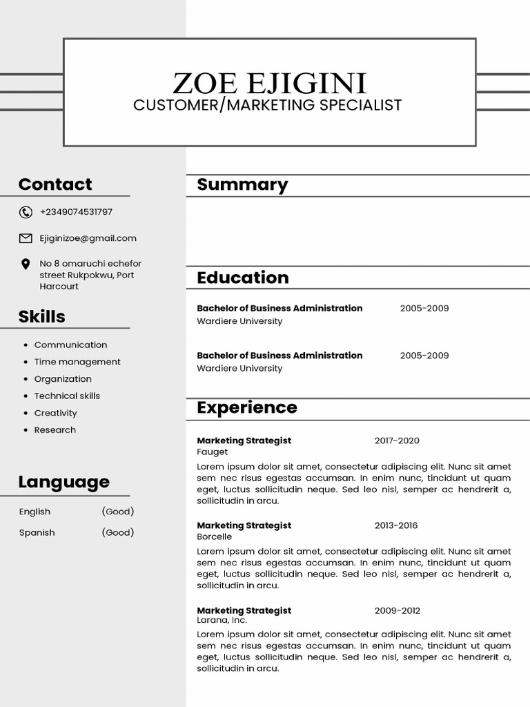 Grey and White CV Resume - 20250103 - 140957 - 0000 | PDF