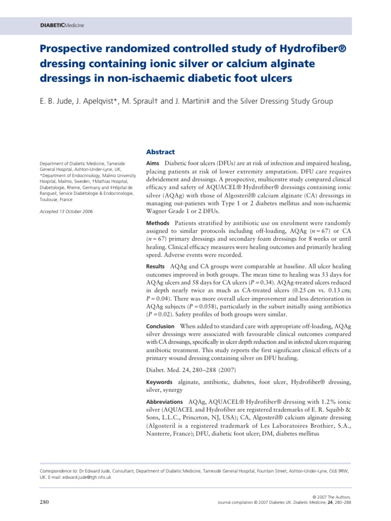 8 Prospective Randomized Controlled Study of Hydrofiber | PDF | Wound ...
