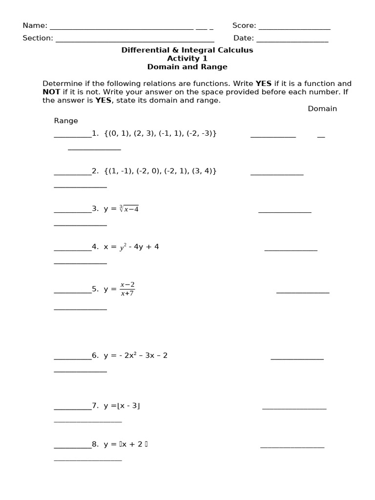 Functions: Domain and Range Analysis | PDF