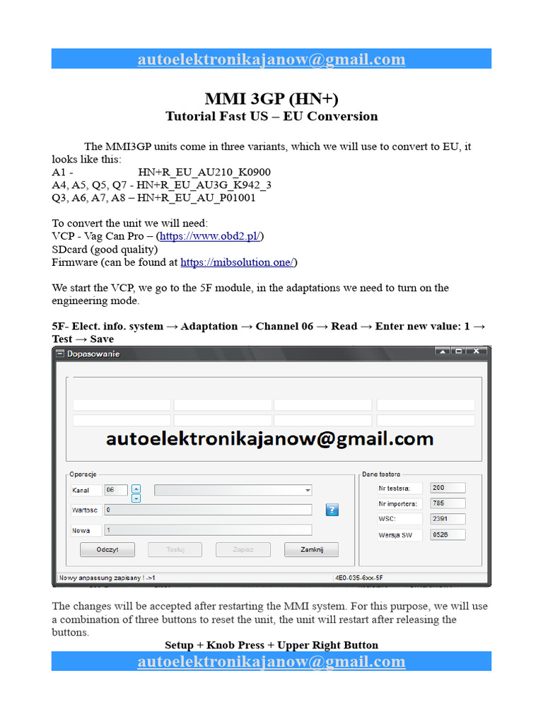 MMI 3GP US to EU Conversion Guide | PDF | Computing | Software