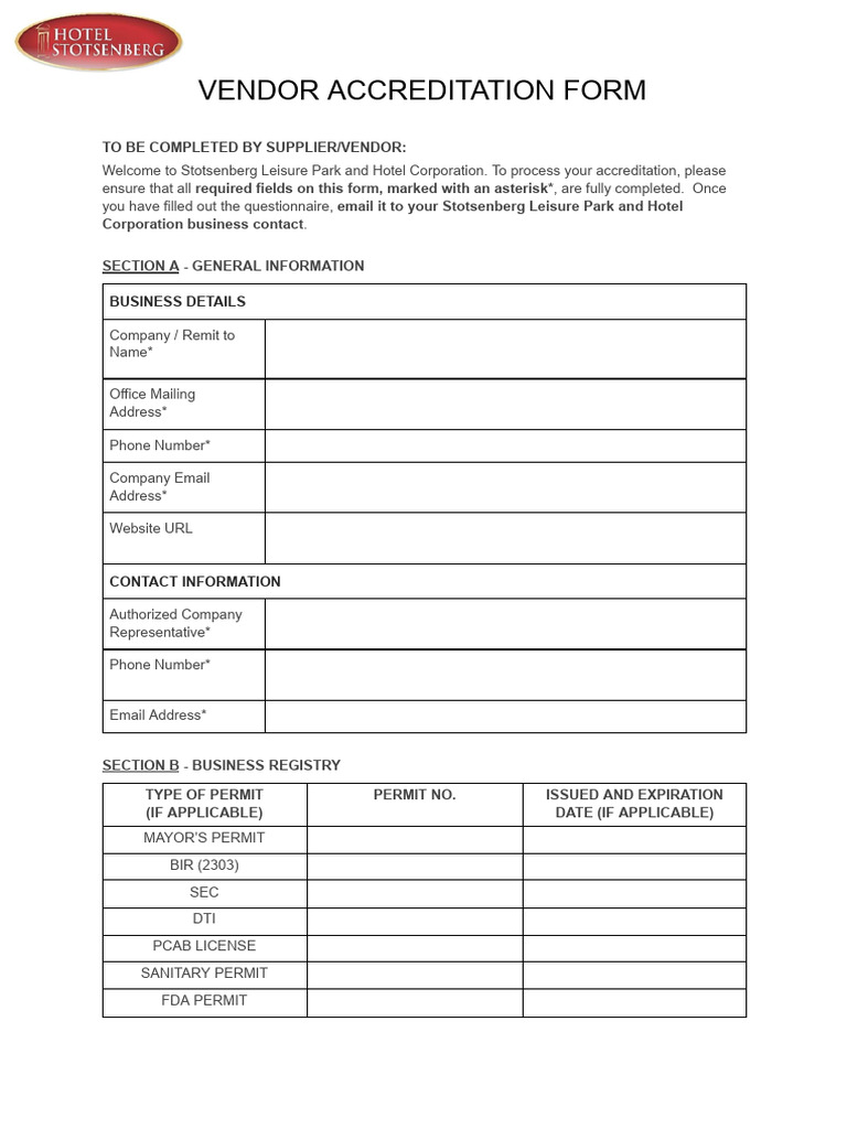 Vendor Accreditation Form for Suppliers | PDF | Banks | Audit