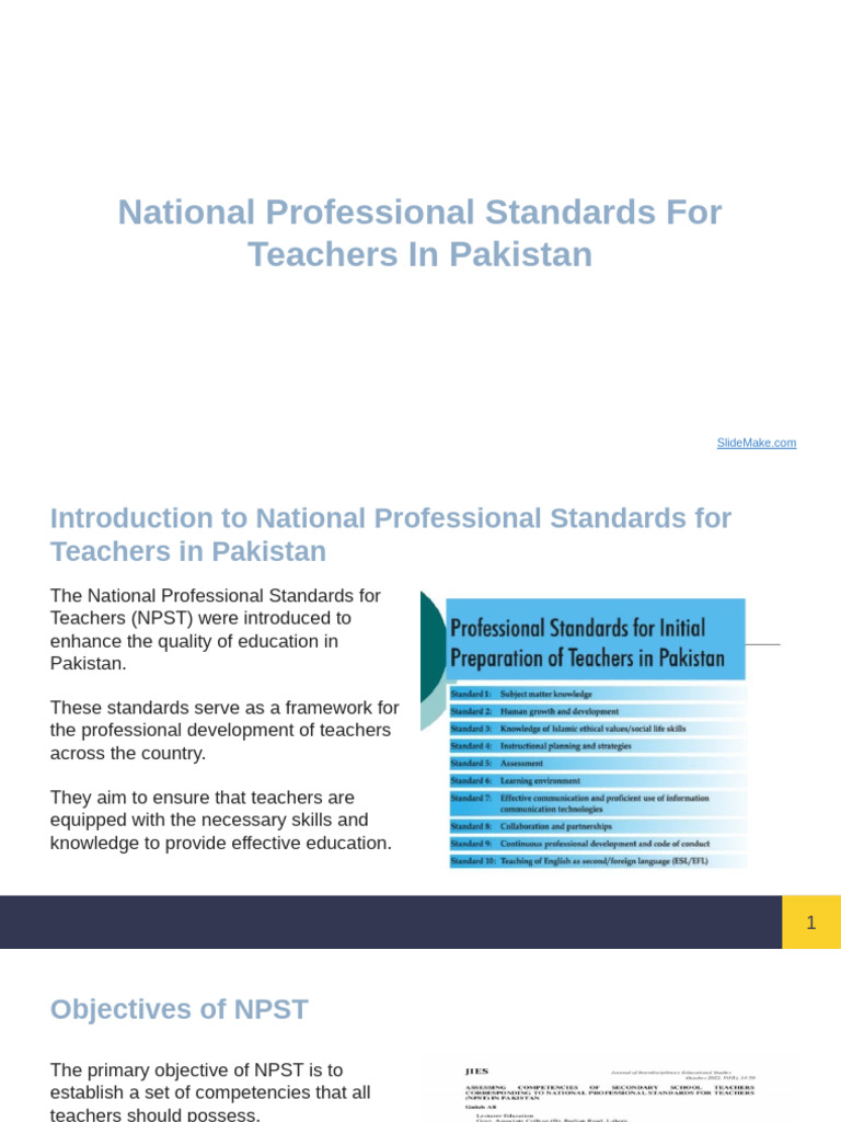 National Standards for Teachers in Pakistan | PDF | Teachers | Behavior ...